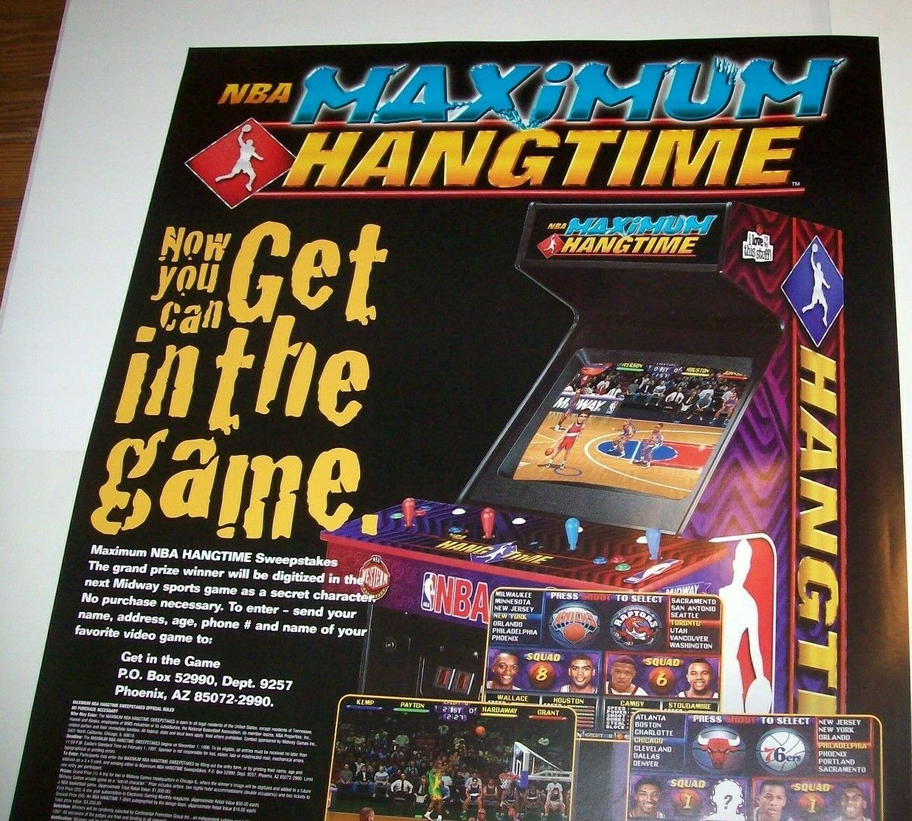 NBA Maximum Hang Time Arcade POSTER Original Basketball Artwork 28 X 22 ...