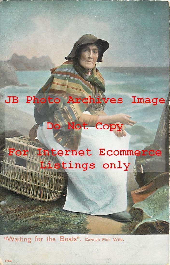 Native Ethnic Culture Costume, Cornish Fish Wife Waiting for the Boats ...