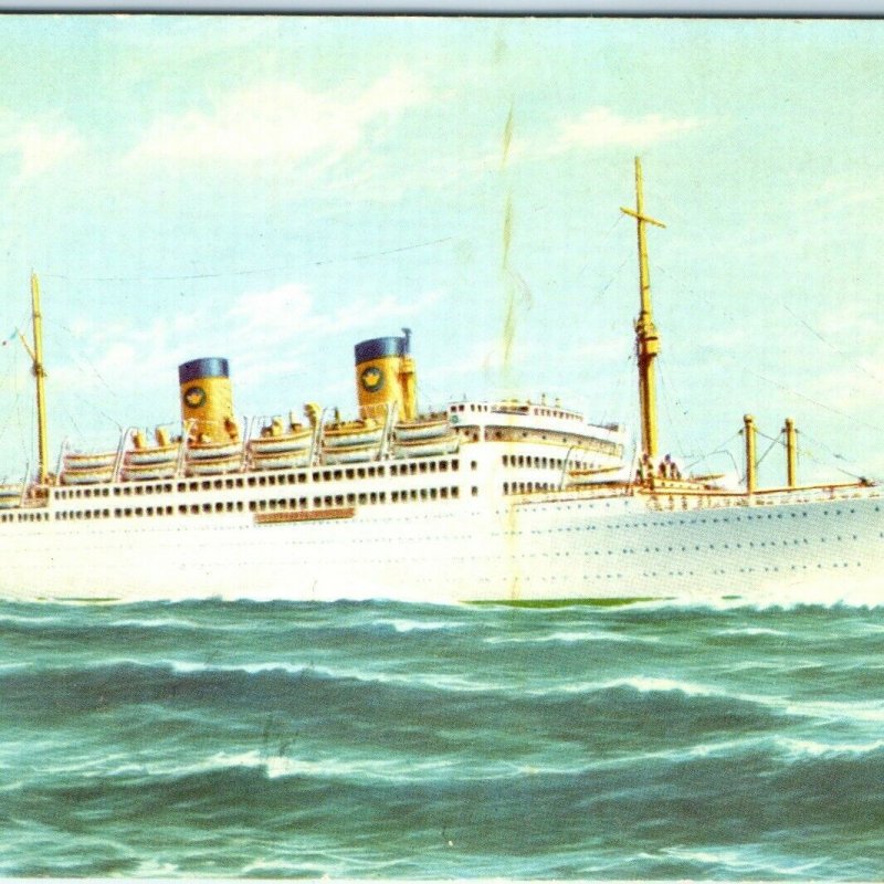 1950s M/S Italia Home Lines Passenger Cruise Ship Postcard Ocean Liner ...