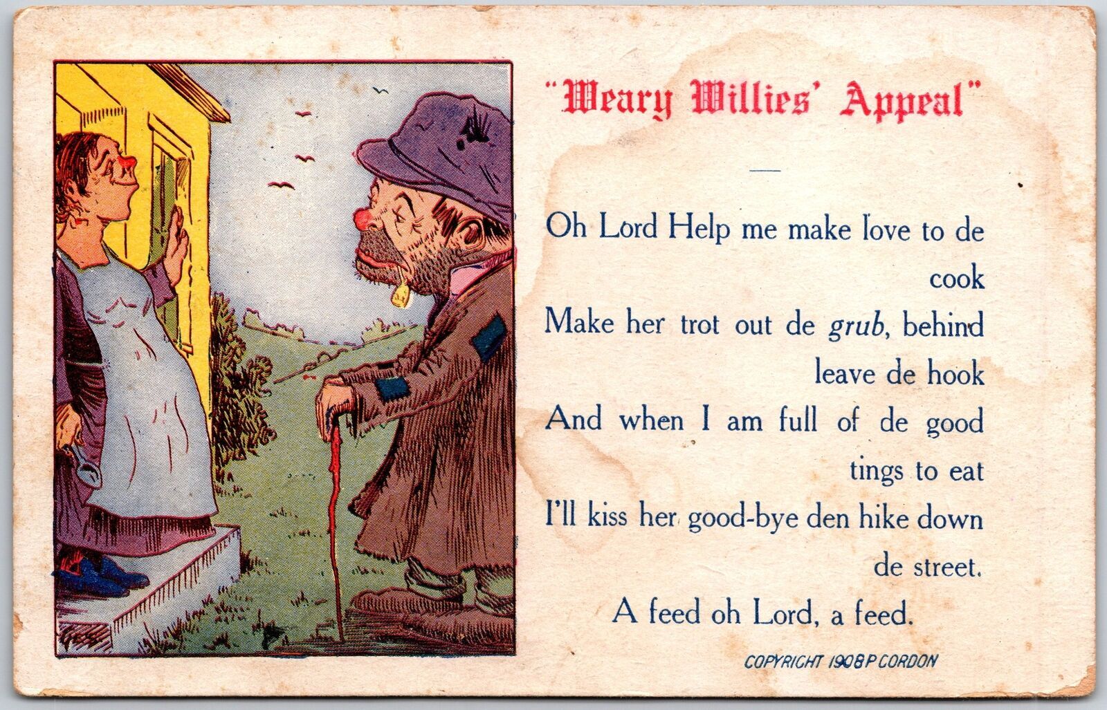 1908 Old Man And The Lady Weary Willis Appeal Poem Comic Card Posted ...