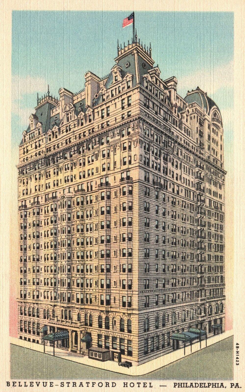 Vintage Postcard 1920's Bellevue Stratford Hotel Building Philadelphia ...