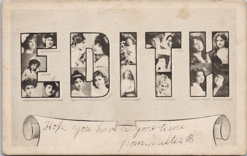 Edith Name Large Letter Antique Illustrated Postal Card Postcard G29 ...