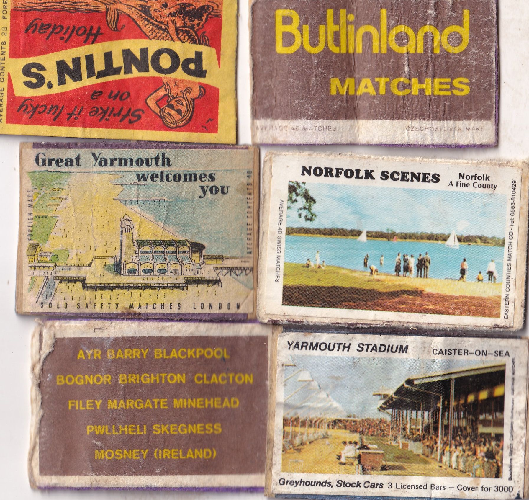 Pontins Butlins Great Yarmouth Dog Stadium Matchbox Label Bundle ...