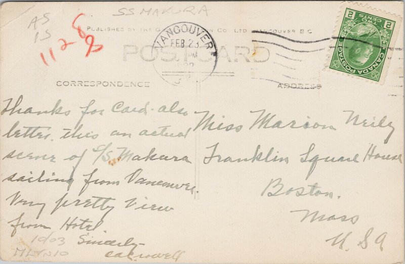 SS "Makura' Steamer British Columbia Real Photo Postcard G57 *as is ...