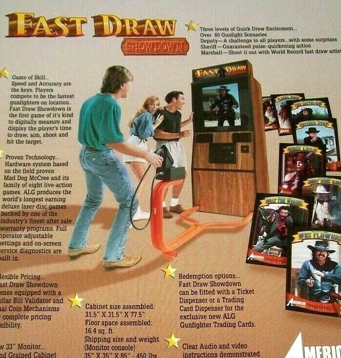Fast Draw Showdown Arcade FLYER Original NOS Video Game Art American ...