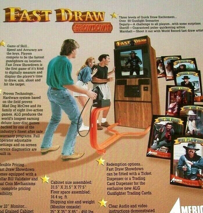 Fast Draw Showdown Arcade FLYER Original NOS Video Game Art American ...