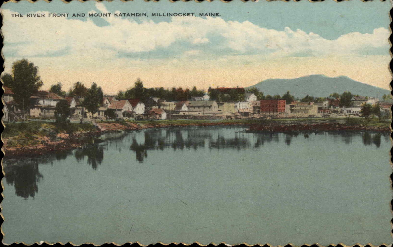Millinocket Maine ME Riverfront and Mount Katahdin c1910 Vintage ...