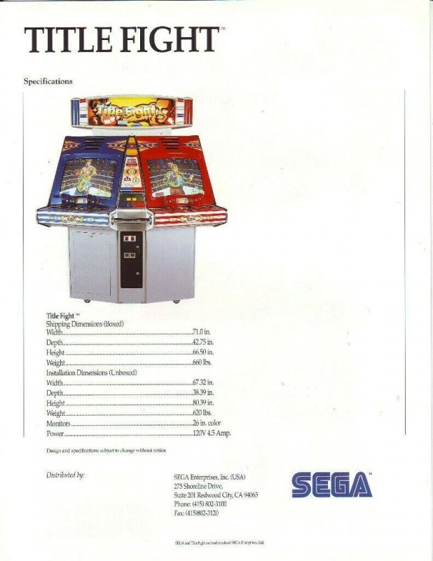 Title Fight Arcade FLYER Original NOS Video Game Artwork Sheet Retro ...