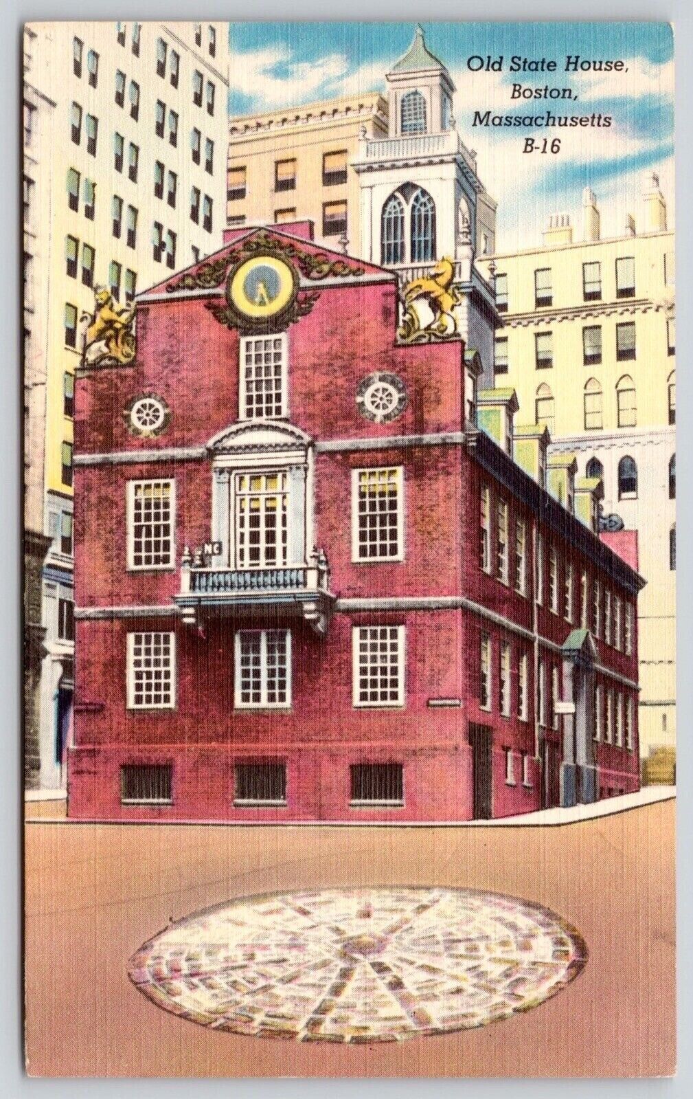 Boston Massachusetts Old State House Historic Landmark Linen UNP ...