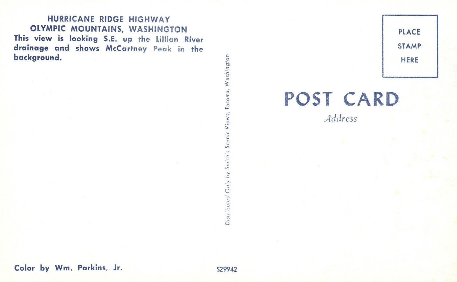 Vintage Postcard Hurricane Ridge Highway Olympic Mountains River ...
