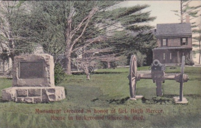 General Hugh Mercer Monument With House In Background Where He Died ...
