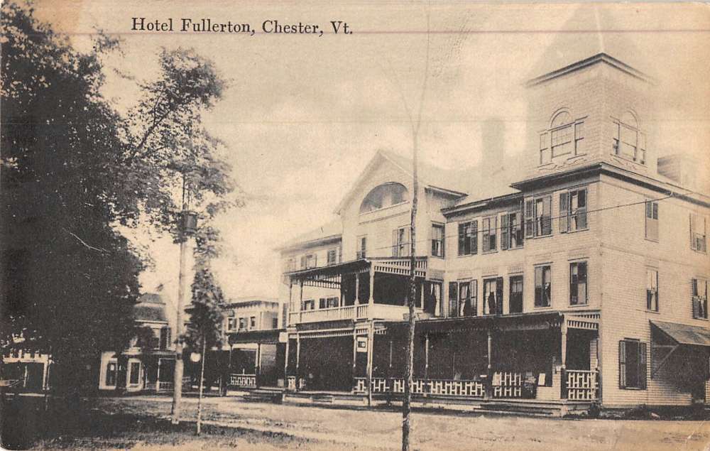Chester Vermont birds eye view outside Hotel Fullerton antique pc ...