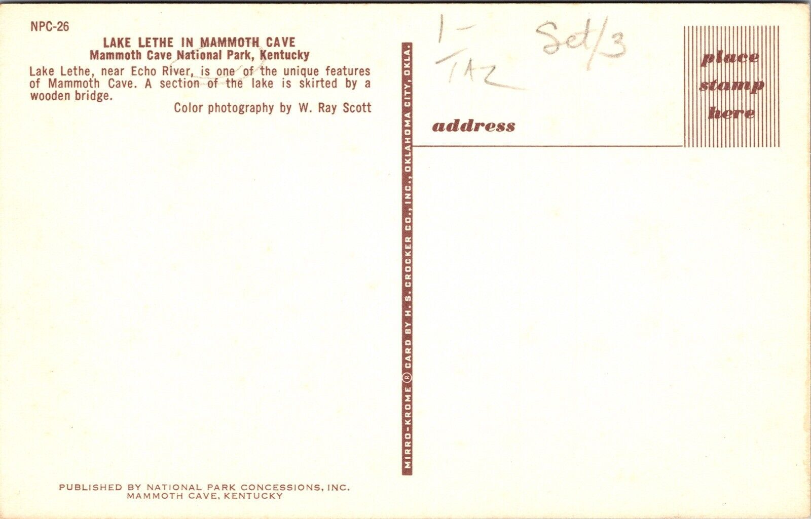 Lake Lethe Mammoth Cave National Park Kentucky Ky Wooden Bridge Scott ...