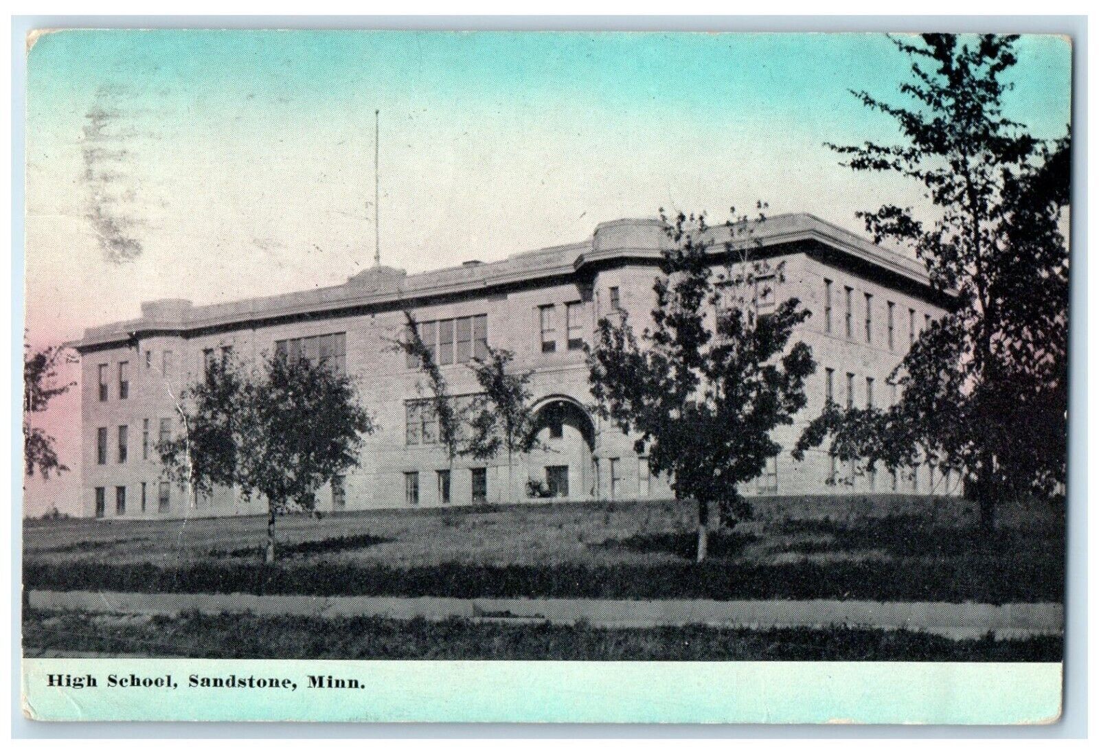 1917 High School Exterior Building Sandstone Minnesota Vintage Antique ...