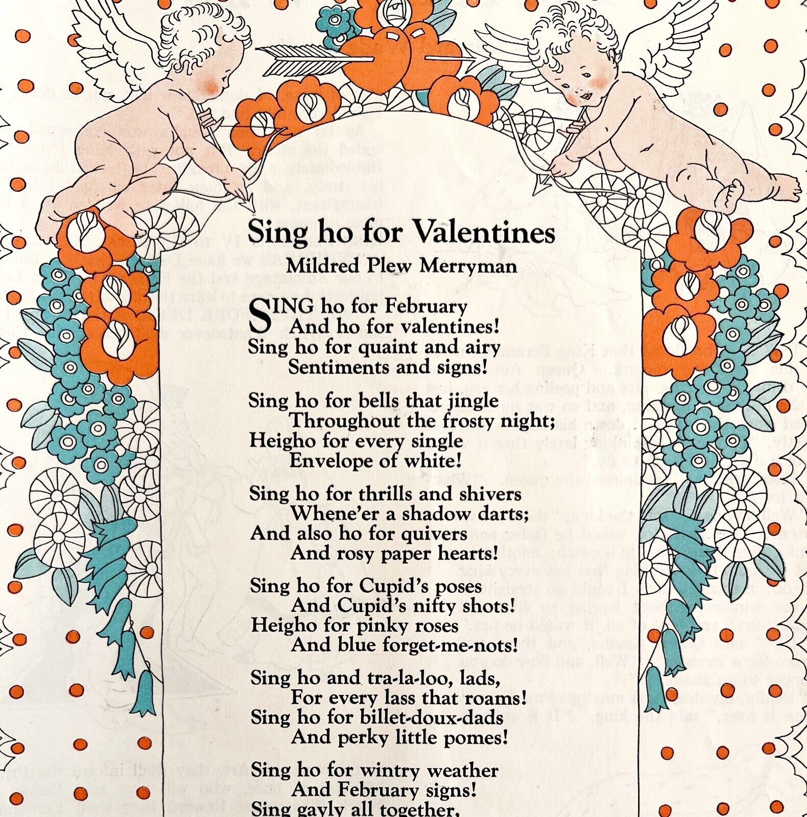 Sing Ho For Valentines Day Poem 1933 Mildred Merryman Janet Scott Cupid ...