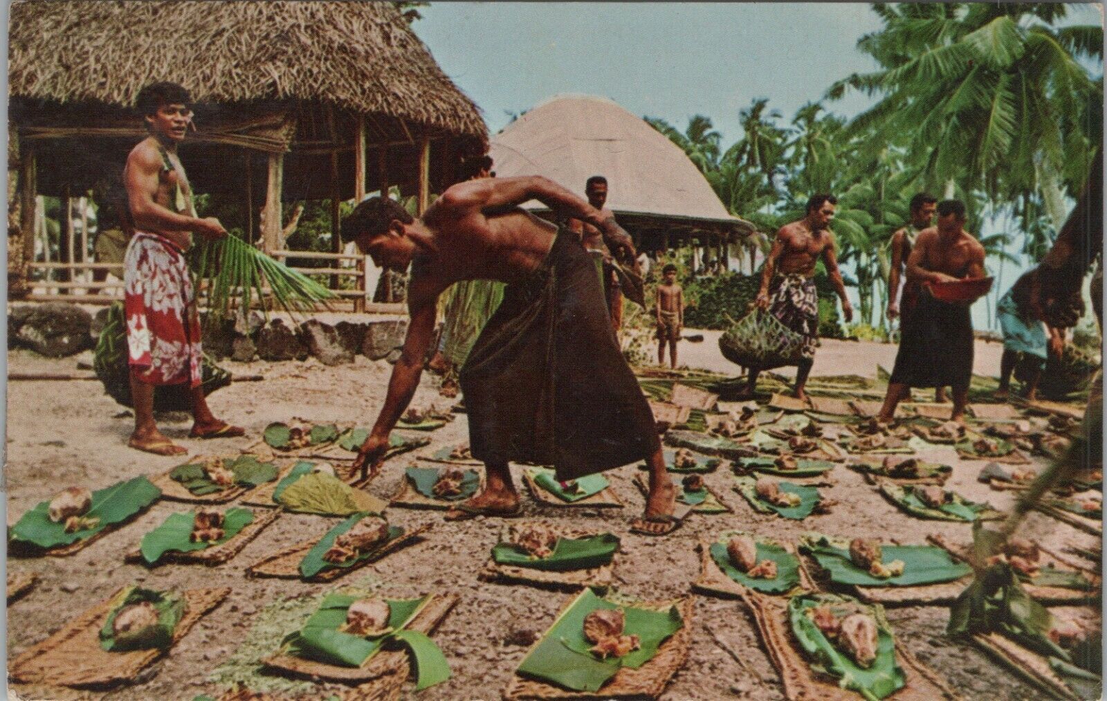 Vintage Western Samoa feast preparation village of Salemumu postcard ...