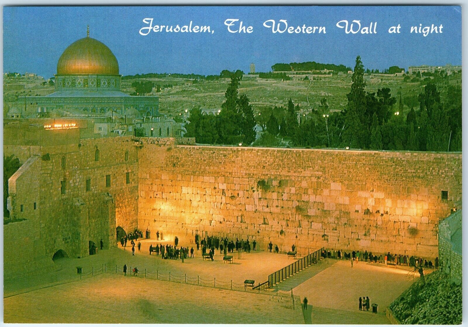 c1970s Jerusalem, Israel Western Wall at Night Silhouette Dome the Rock ...