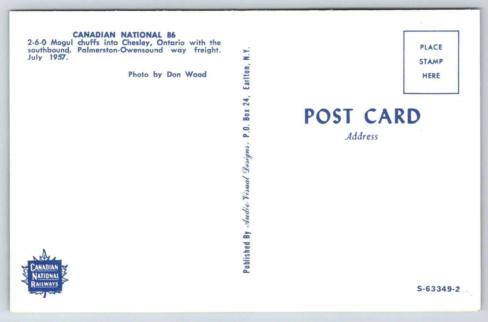 Railroad Locomotive Train Postcard - Canadian National Railways CN #86 ...