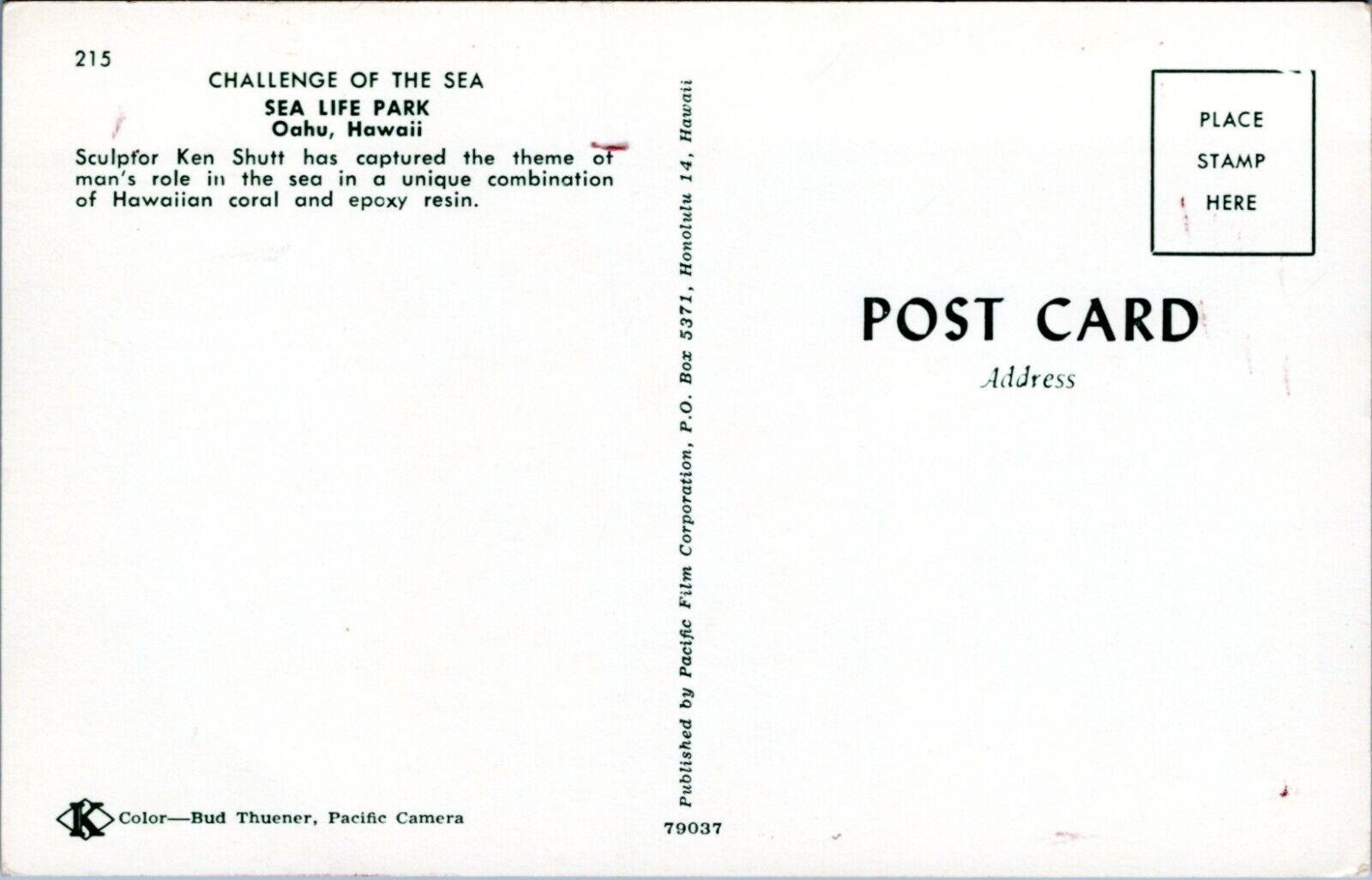 Postcard Hawaii Sea Life Park - Challenge of the Sea sculpture | United ...