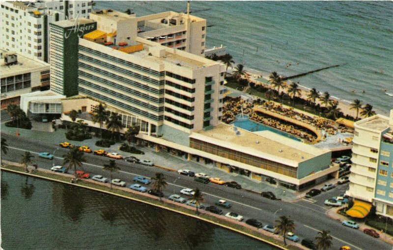 Miami Beach Florida 1950-60s Postcard Hotel Algiers Aerial View ...