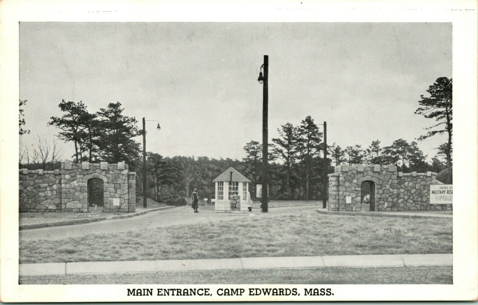 Vtg 1940s Postcard Camp Edwards Massachusetts MA Main Entrance Hament ...
