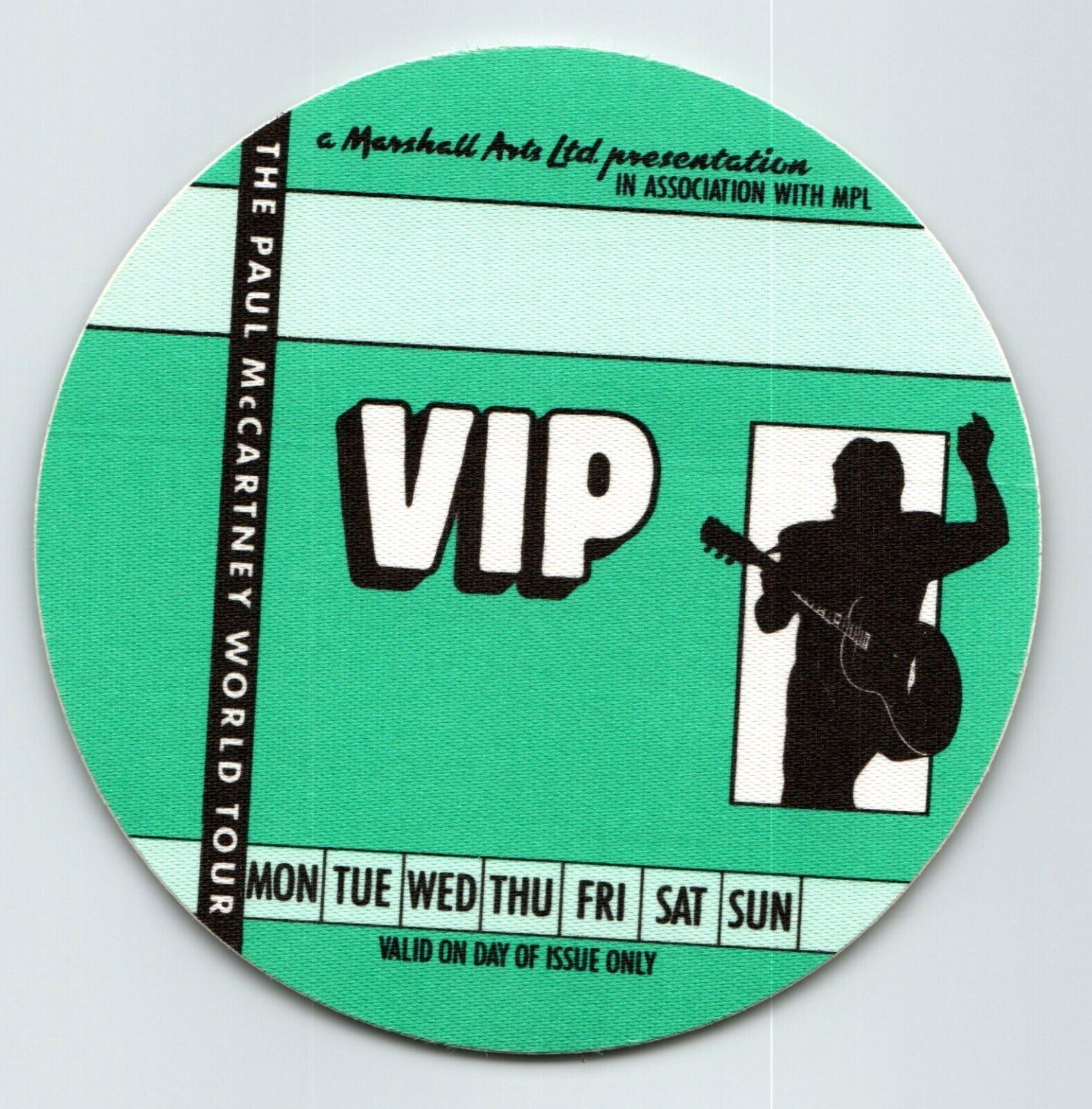 Paul McCartney Backstage Pass Fabric VIP 1989-1990 World Tour Green ...
