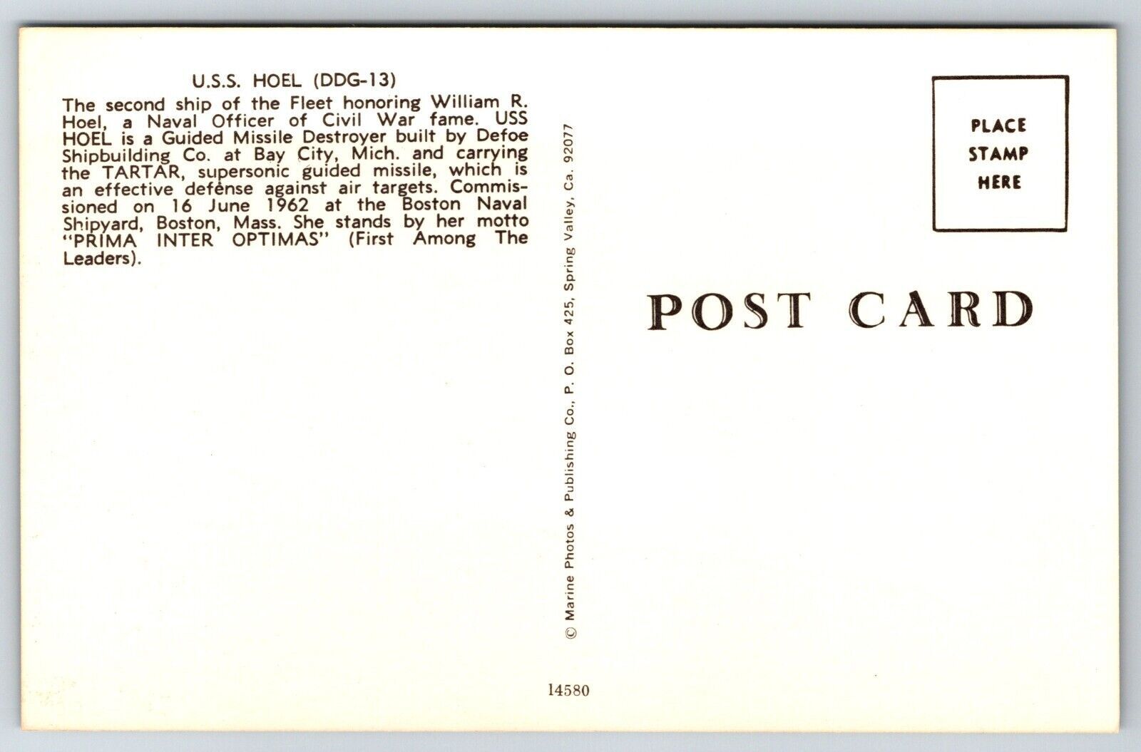 U.S.S. Hoel DDG 13 Navy Guided Missile Destroyer Photo Postcard | Other ...