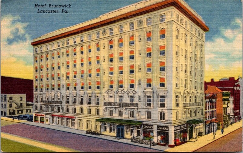 Vtg Lancaster Pennsylvania PA Hotel Brunswick 1950s Linen View Postcard ...