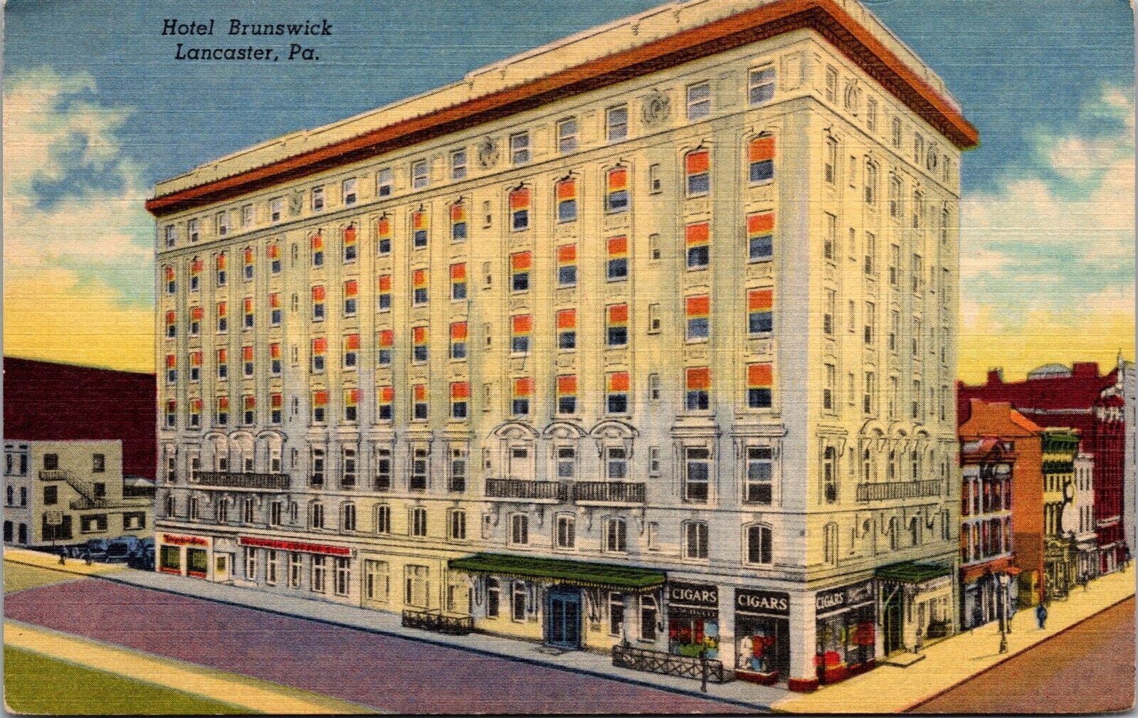 Vtg Lancaster Pennsylvania PA Hotel Brunswick 1950s Linen View Postcard ...