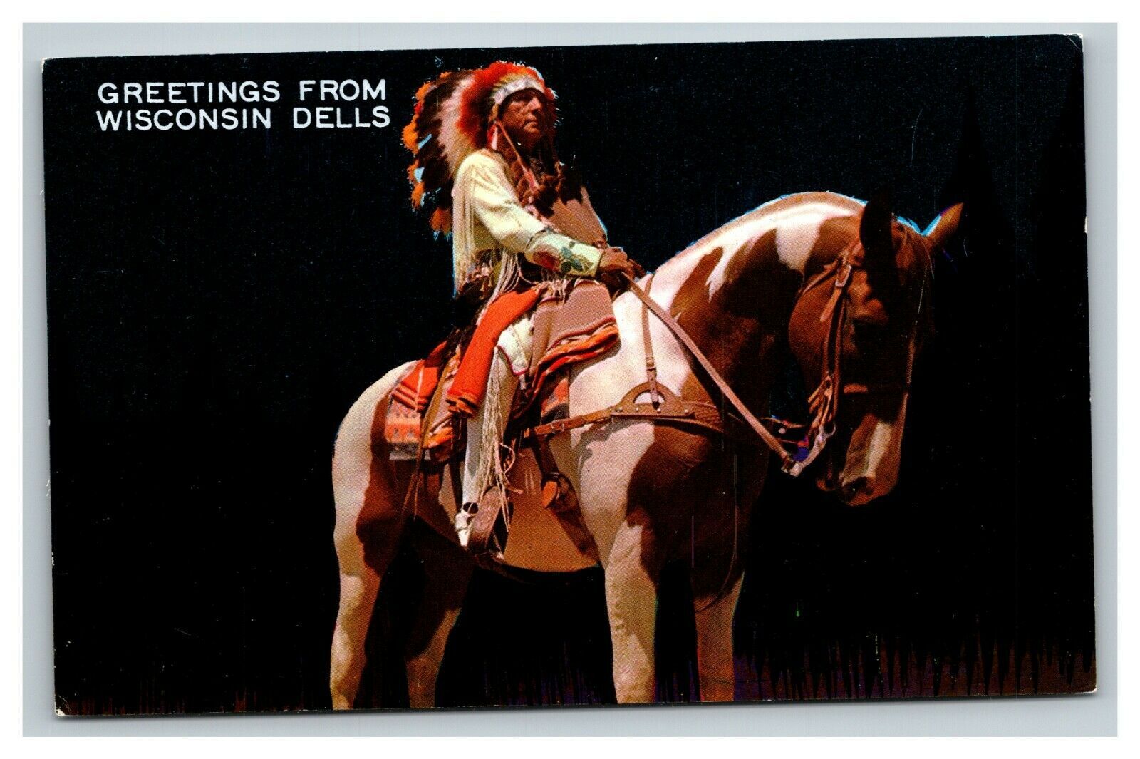 Vintage 1960's Postcard Wisconsin Dells - Native American Chief on ...