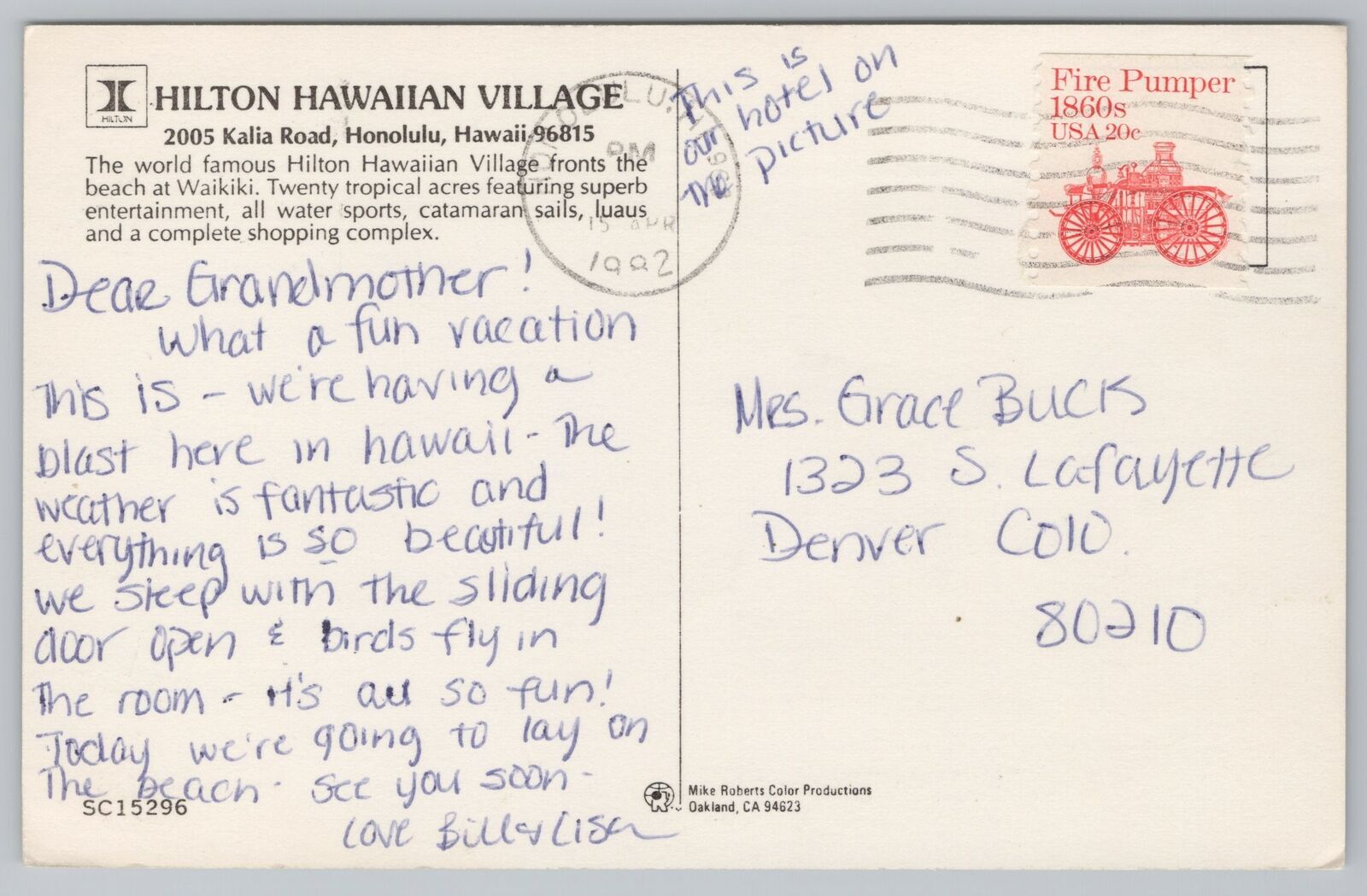 Hotel & Resort~Beach & Hilton Hawaiian Village Honolulu HI~Vintage ...