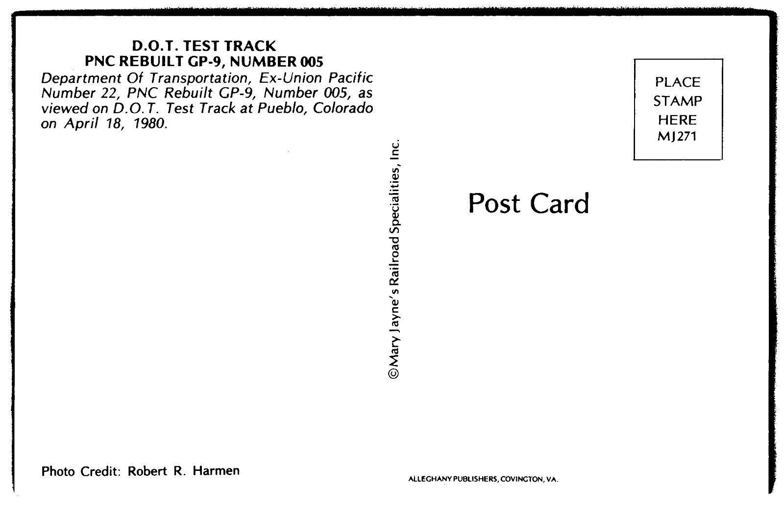 DOT Test Track PNC Rebuilt GP-9 #005 (Was Union Pacific #22) Pueblo CO ...