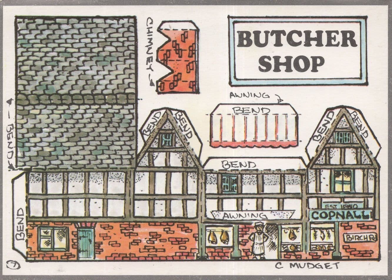 Make Build A Butcher Shop Cut Out Ellesmere Shropshire Postcard ...