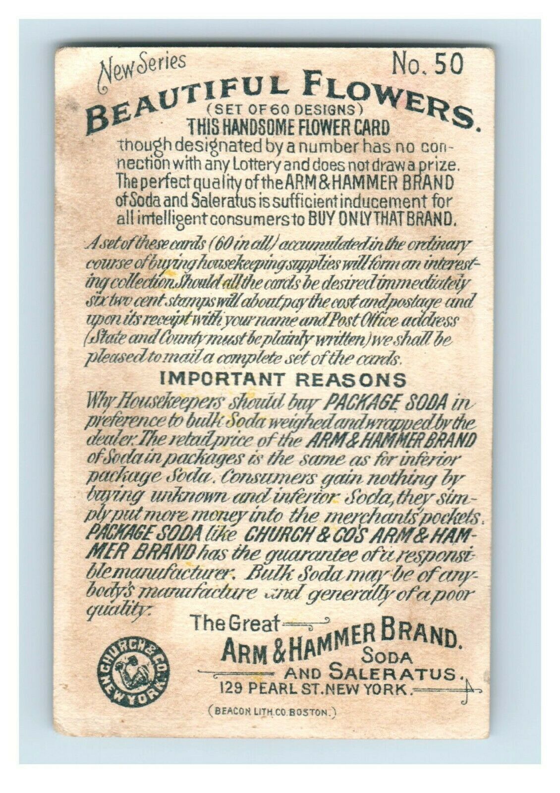 1880s-90s Arm & Hammer Brand Soda Beautiful Flowers Series N0.50 Poppy ...