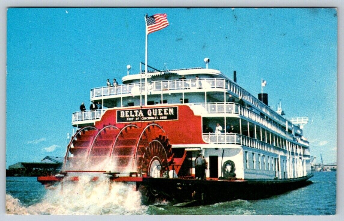 Delta Queen Paddlewheel Steamboat, Port Of Cincinnati, Ohio River, 1968 ...