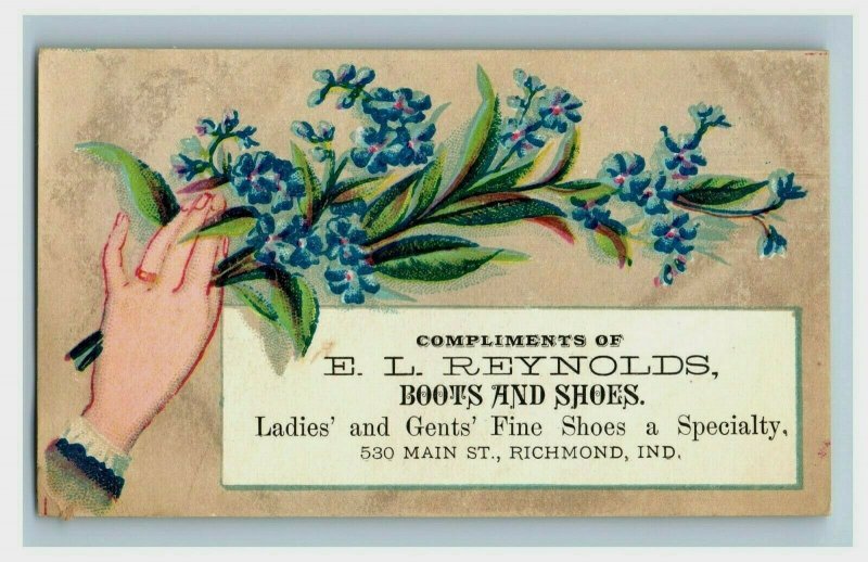 1880's-90's E.L Reynolds Fine Boots & Shoes Lady's Hand Forget-Me-Nots ...