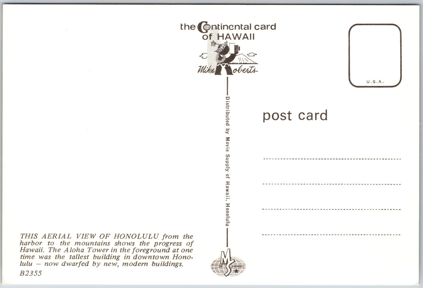 Aerial View Honolulu Hawaii HI From The Harbor Mountains Aloha Tower ...