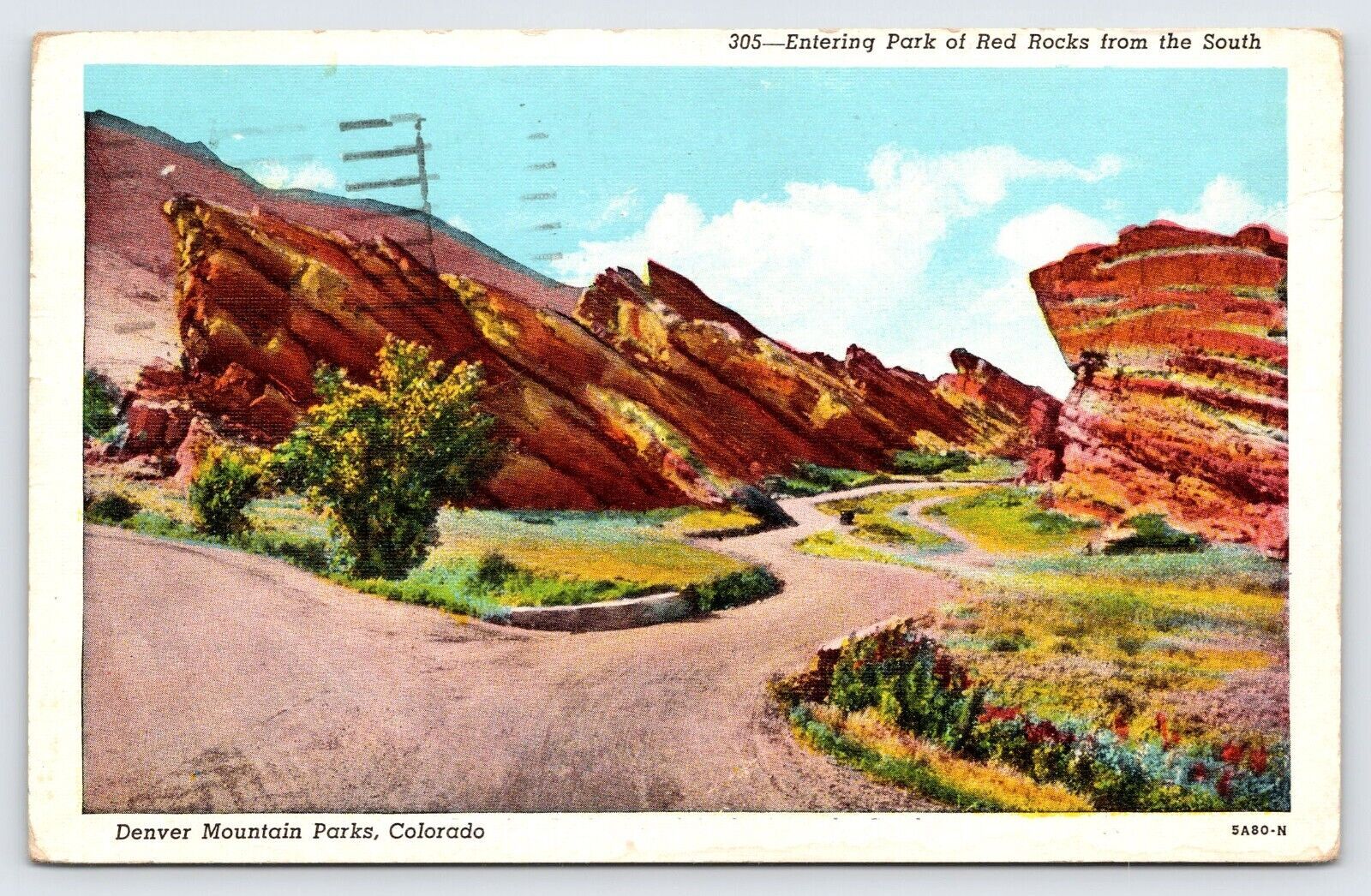 Entering Red Rocks from South Denver Mountain Parks Colorado Postcard ...