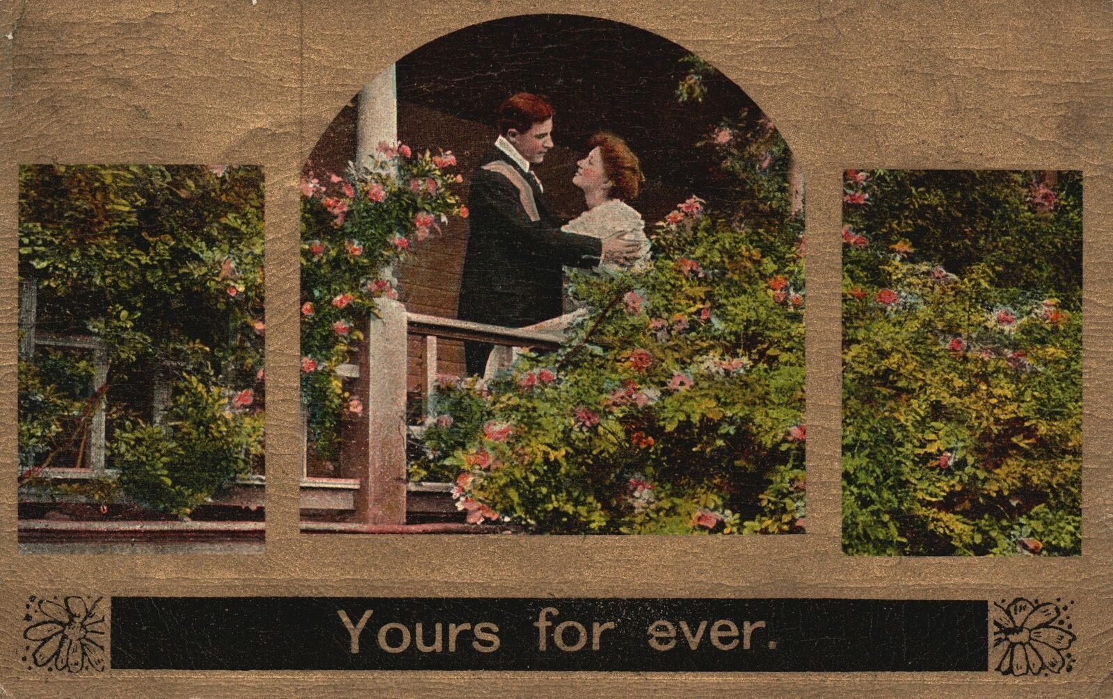 Vintage Postcard 1909 Lovers Couple In Balcony With Flowers Yours For ...