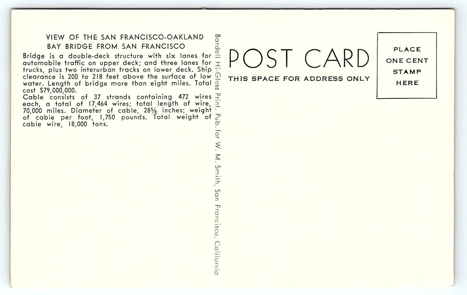 1930s SAN Francisco California Oakland BAY Bridge From S.F. Postcard ...