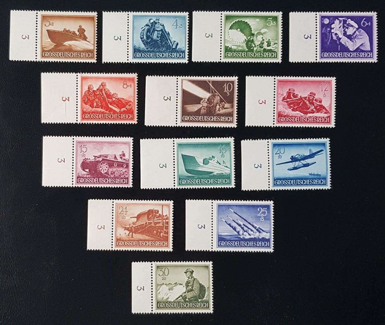 Germany Third 3rd Reich Original Stamp SET Margin 3 Armed Forces & Hero ...