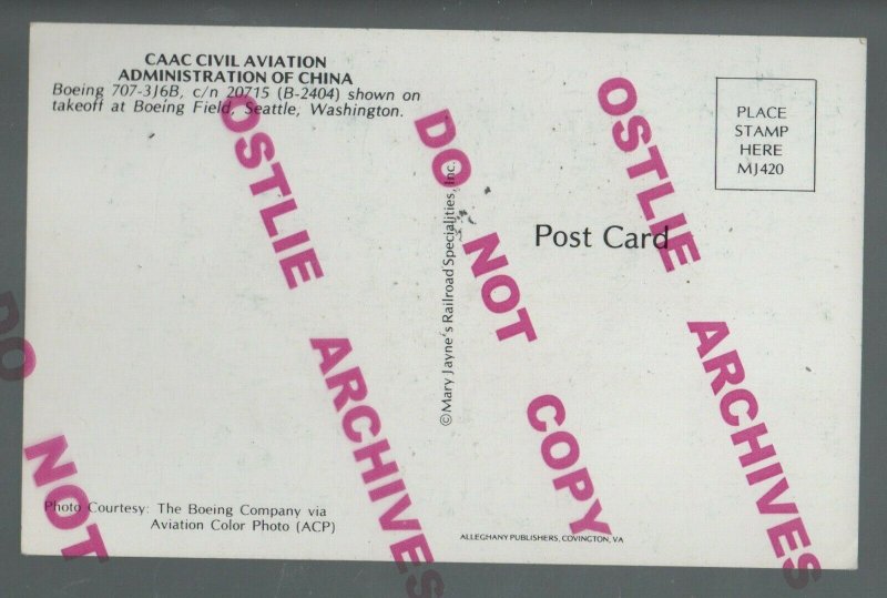 Vintage ADVERTISING Airplane Plane CAAC CIVIL AVIATION China BOEING 707 ...