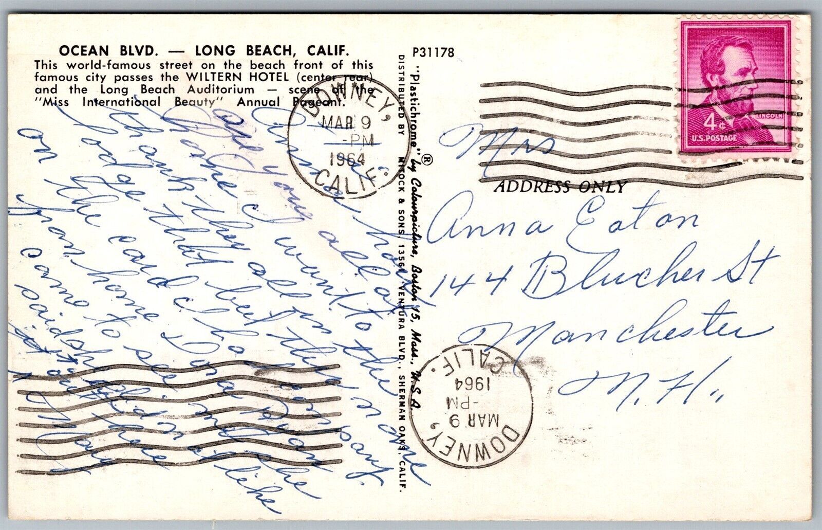 Vtg Long Beach California CA Ocean Boulevard Street View Old Cars 1960s ...