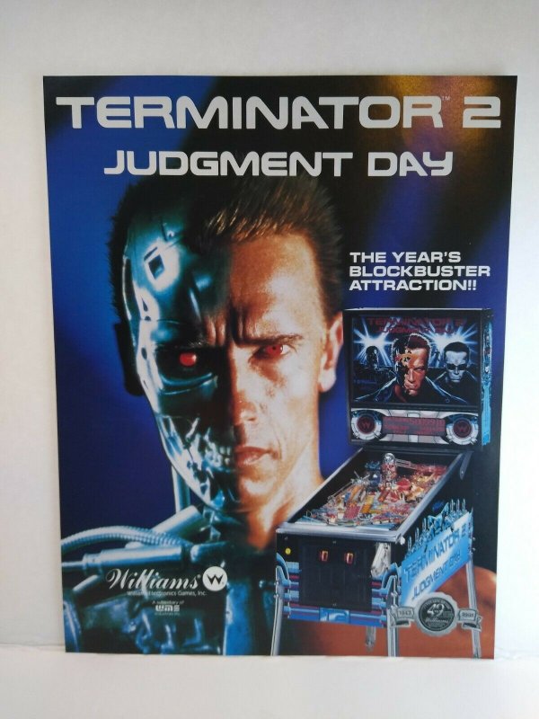Terminator 2 Judgement Day Pinball Flyer Vintage T2 1991 Arnold ...