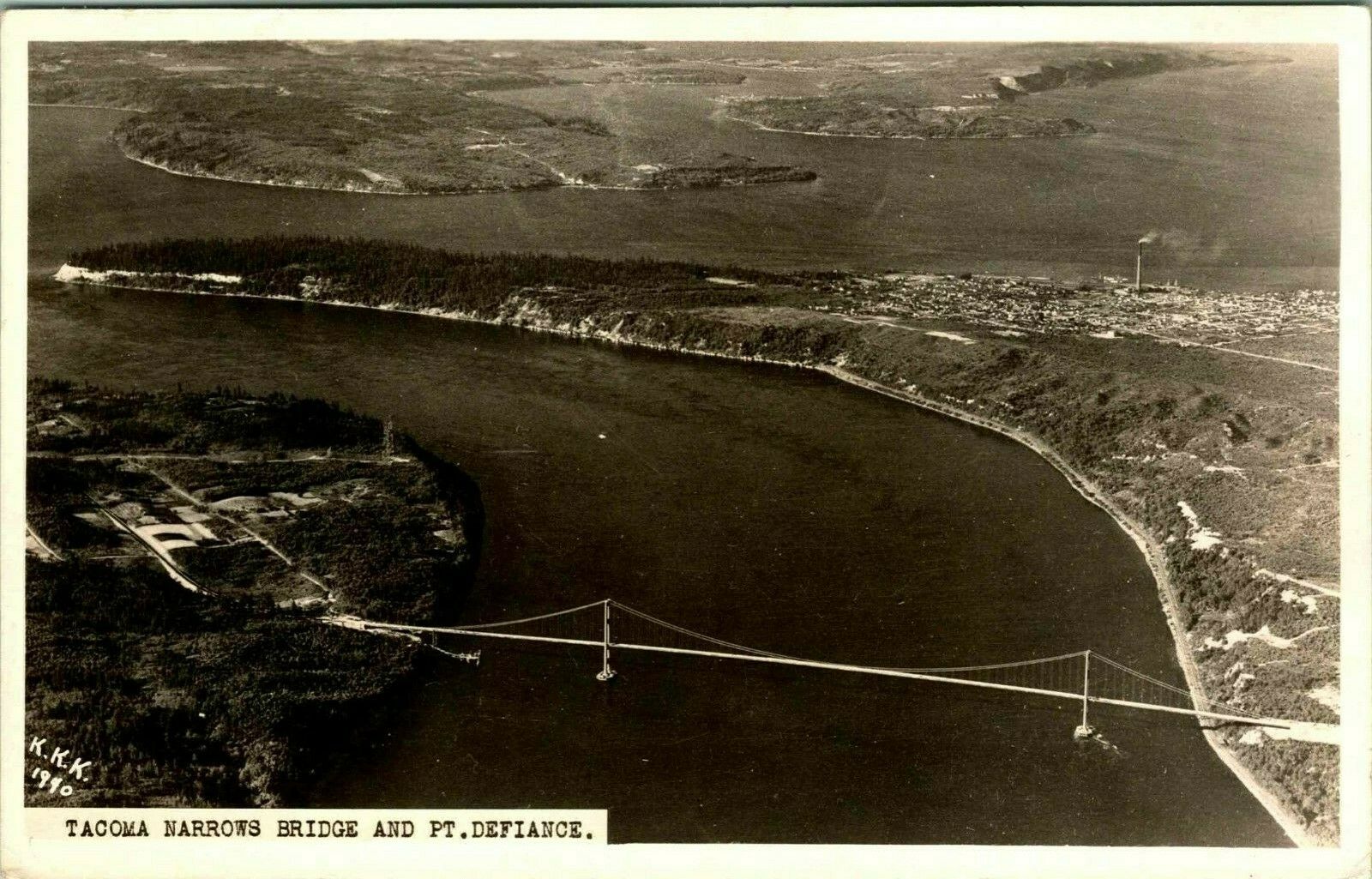 Vintage Real Photo Post Card RPPC 1940 Tacoma Narrows Bridge at Point ...