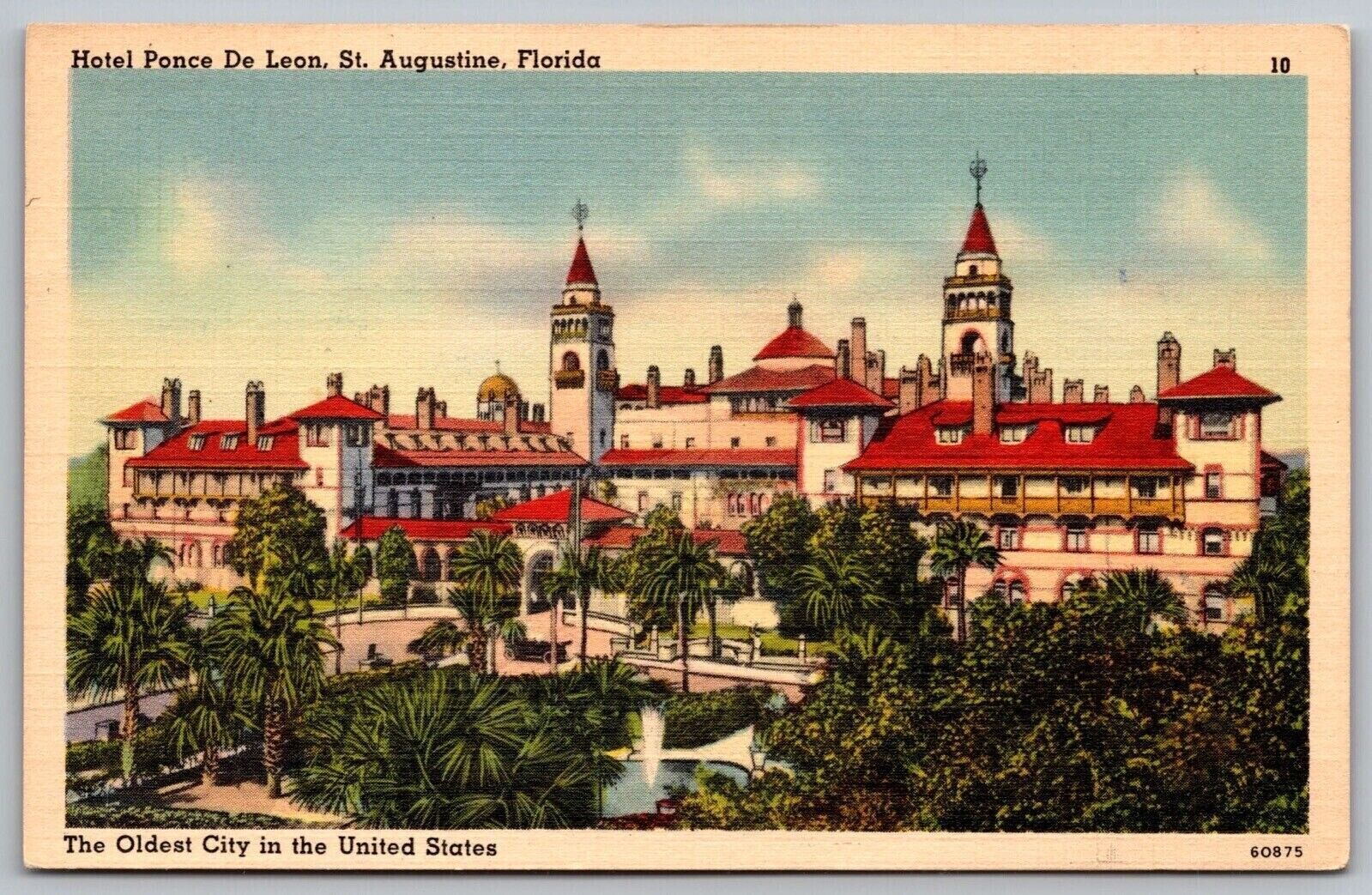 St Augustine Florida Hotel Ponce De Leon Resort Scenic Linen UNP ...