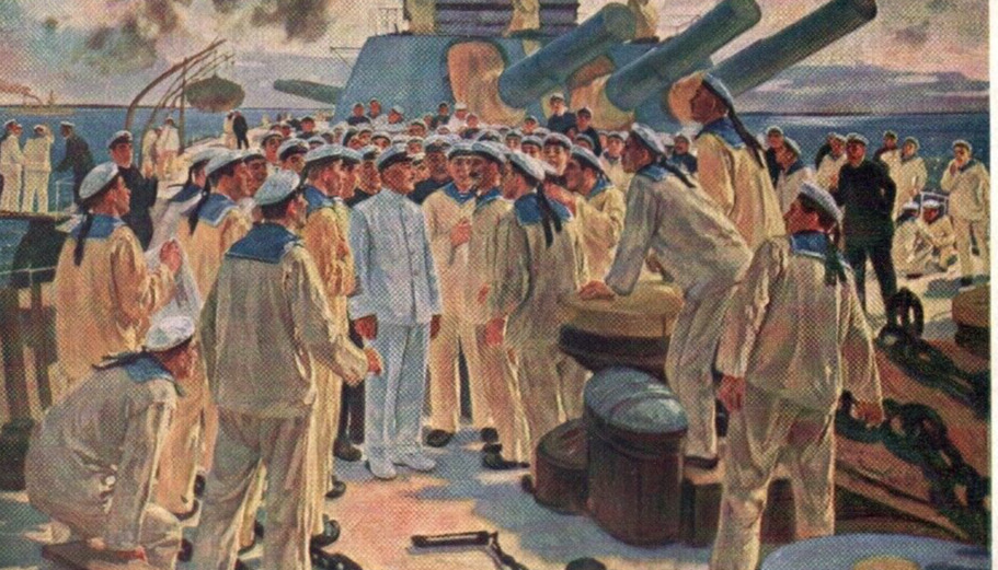 Russian Imperial Navy Sailors on Battleship Marat RARE Art - c1900s ...