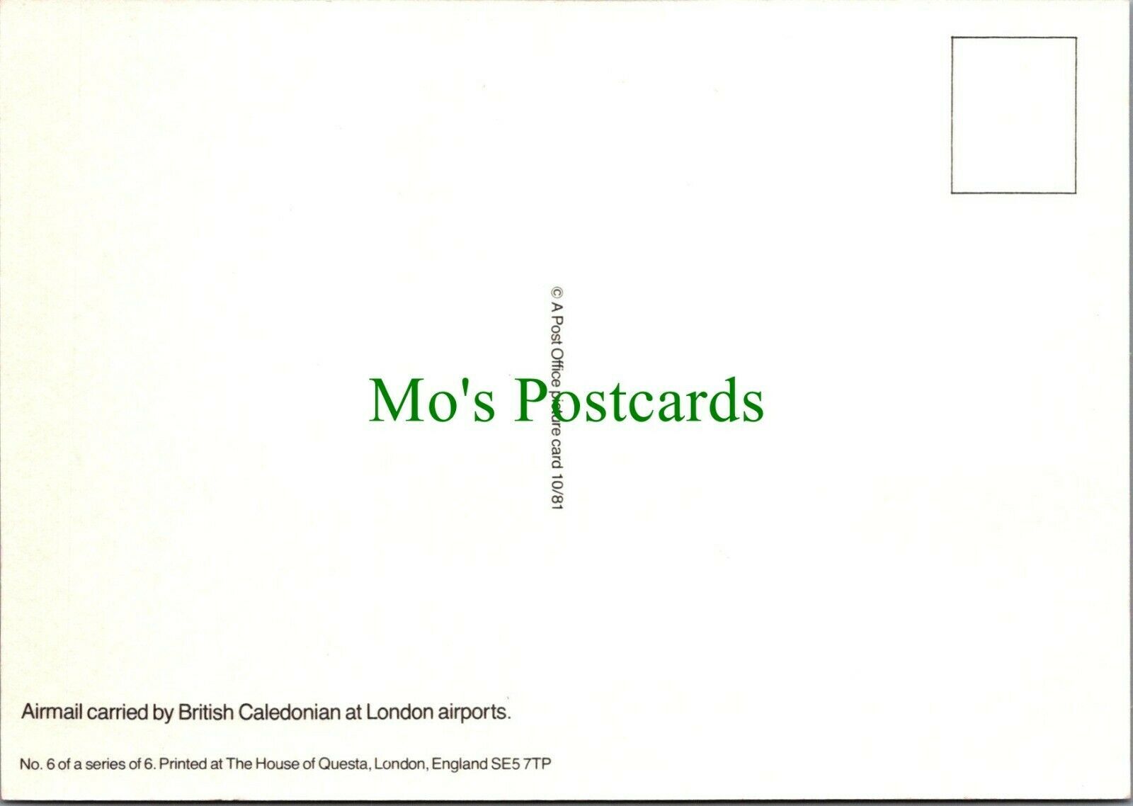 Royal Mail Postcard - Airmail Carried By British Caledonian at London ...
