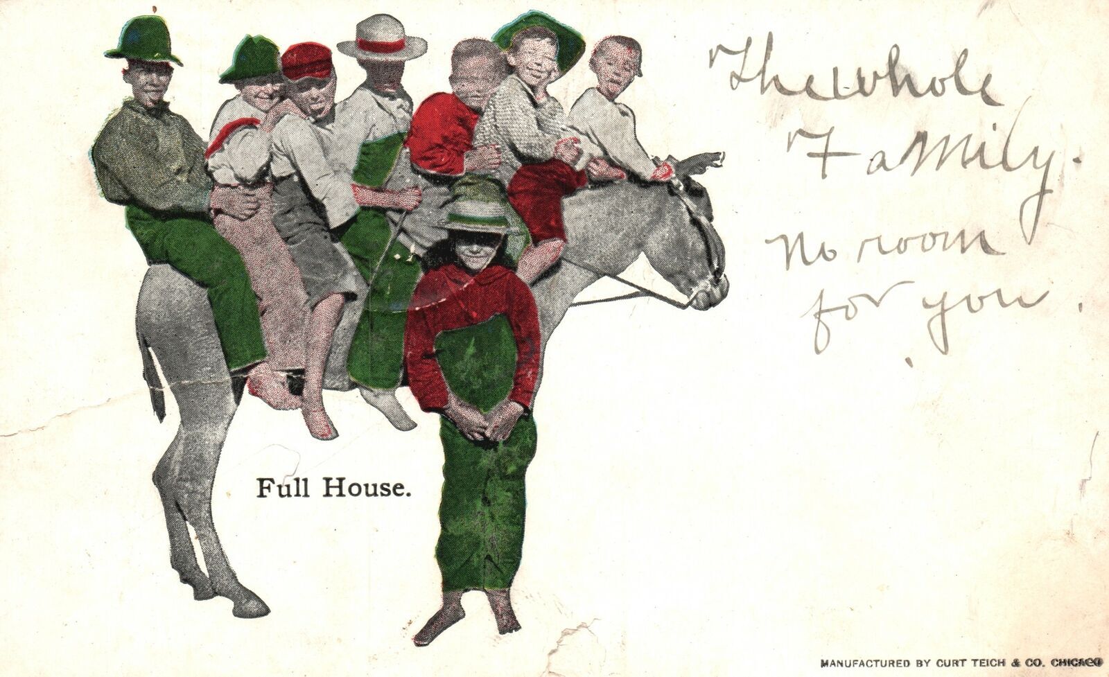 Vintage Postcard 1908 Full House Horse Back Ride From Head To Tail ...