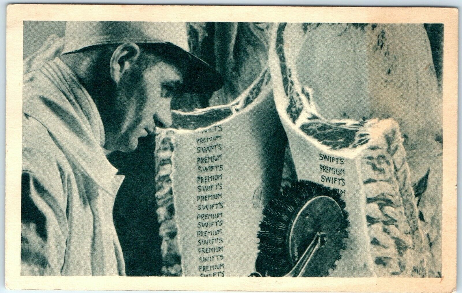 1940s Swift Meat Packing Plant Employee Postcard Beef Quartered ...